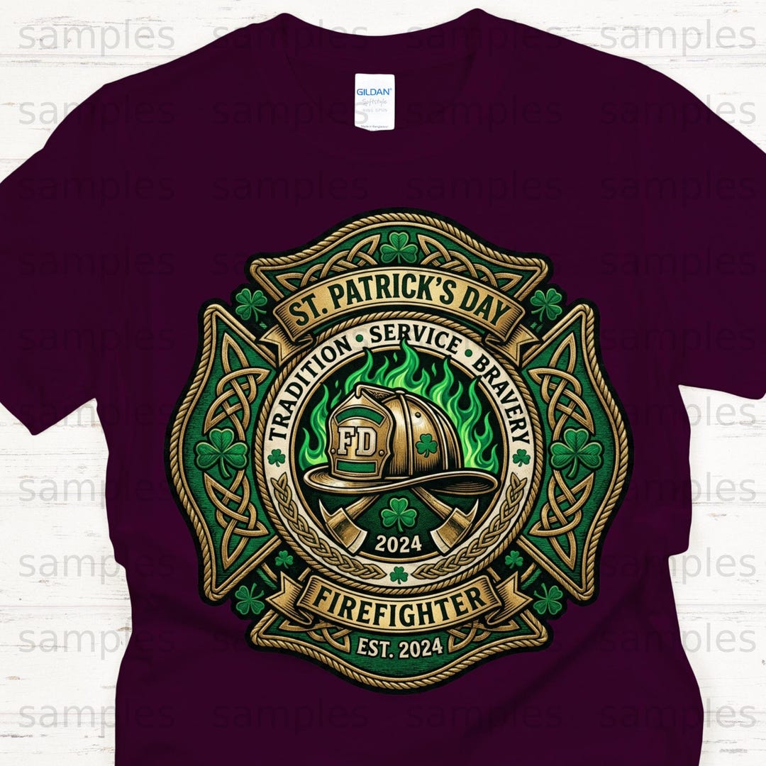 St. Patrick's Day Firefighter PNG, Celtic Maltese Cross, Shamrock FD ...