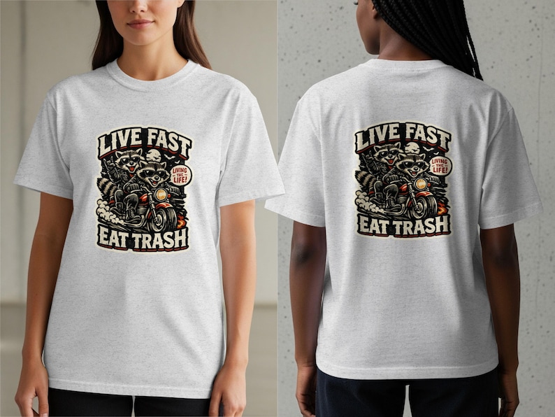 Raccoon Motorcycle Art Print, Funny Biker Gang Wildlife Illustration ...