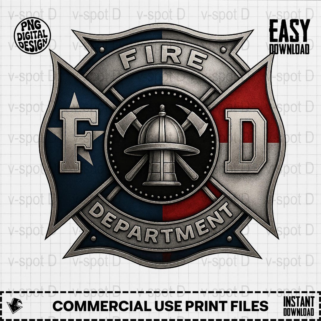 Firefighter Emblem Clipart: Texas Fire Department Shield Graphic (print ...