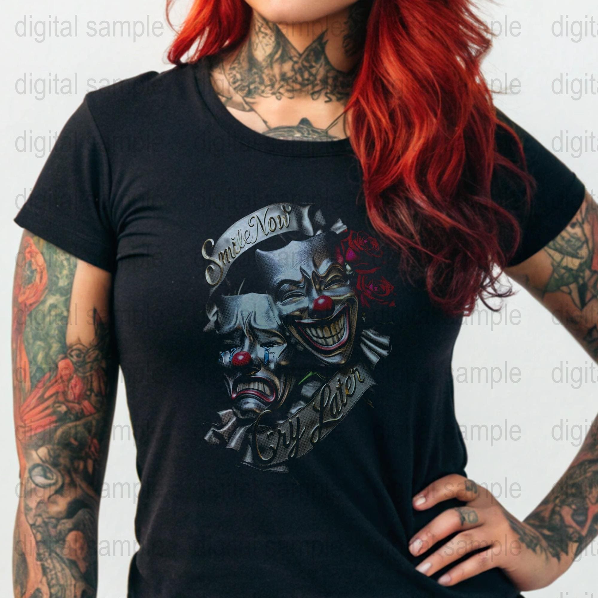 Smile Now Cry Later Digital Download, Halftone DTF DTG Design, Clown ...