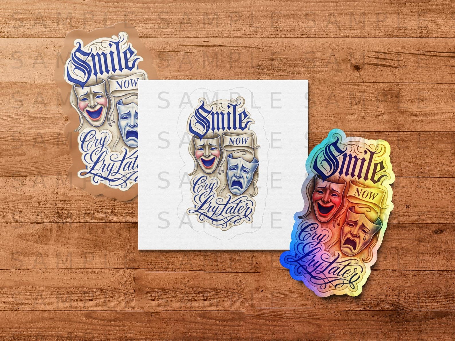 Smile Now Cry Later PNG | Chicano Tattoo Style Masks (digital Download ...