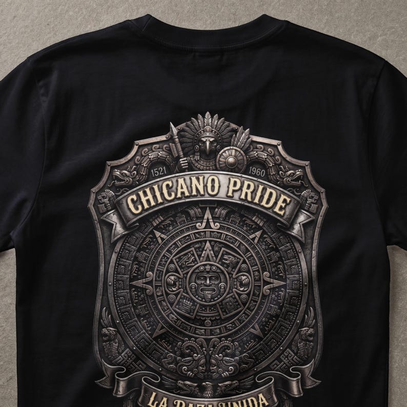 Chicano Pride Emblem PNG | Aztec Calendar, La Raza Unida Art (digital ...