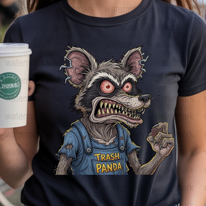 Angry Raccoon Digital, Trash Panda Art, Cartoon Animal Image, Funny ...