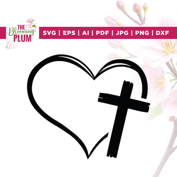 Heart With Cross Svg - Etsy
