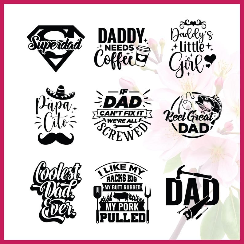 Father's Day SVG Bundle, Dad Quotes, Daddy, Grandpa, Family Designs ...