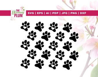 Paw Pattern Svg, Dog Paw Background, Cat Paw Svg, Pet Paw Svg ...