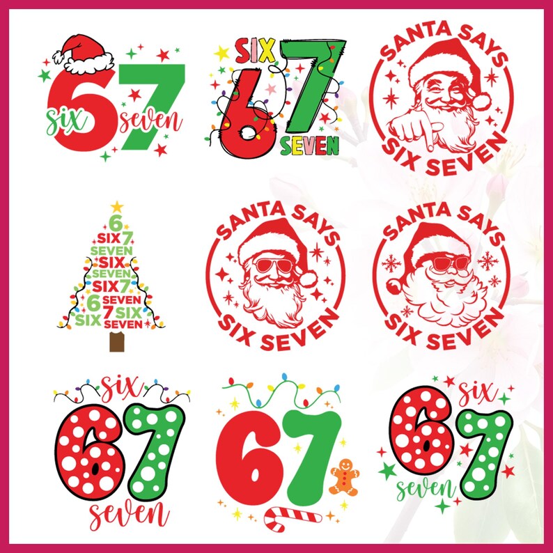 Funny Christmas Meme SIX Seven SVG Bundle, Cricut, Sublimation, Santa ...