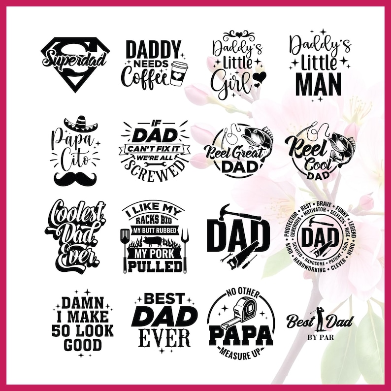 Father's Day SVG Bundle, Dad Quotes, Daddy, Grandpa, Family Designs ...