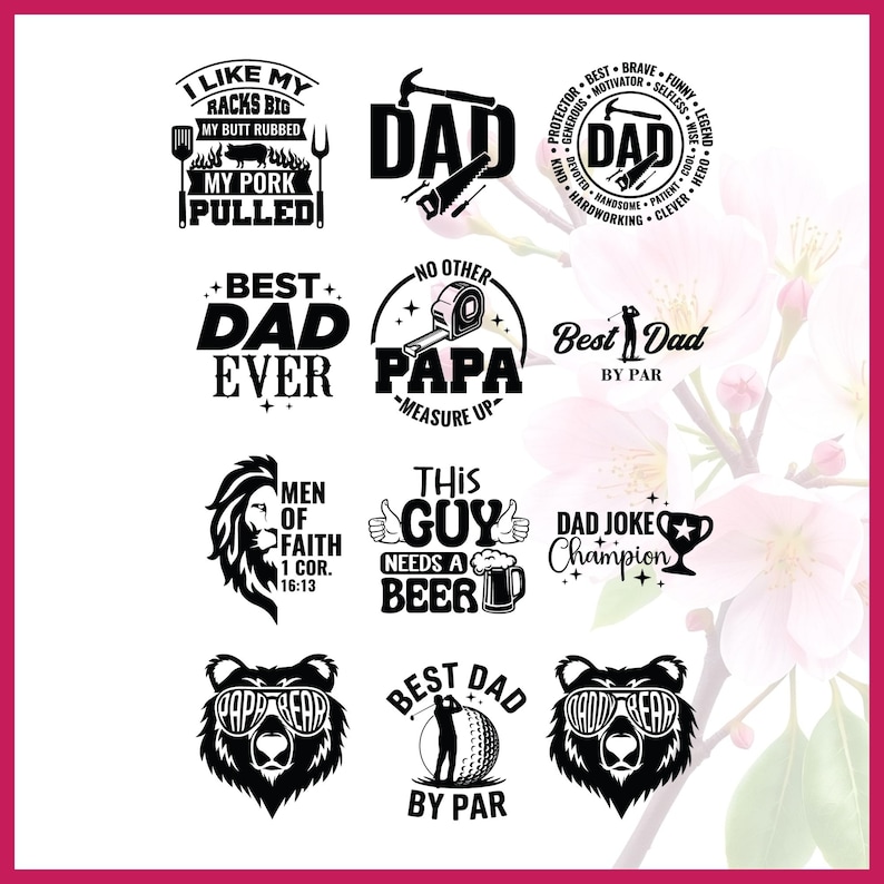Father's Day SVG Bundle, Dad Quotes, Daddy, Grandpa, Family Designs ...