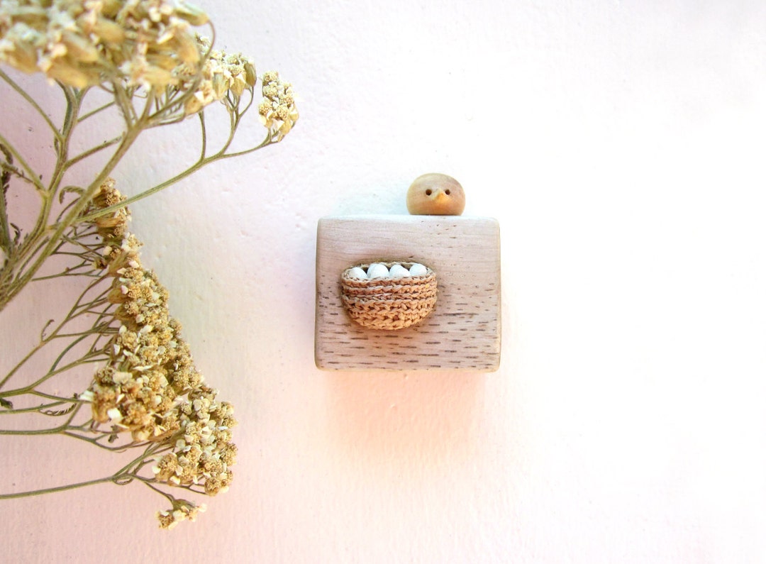 Miniature Nest With Bird, Minimalist Wall Art, Simple Home Decor, Nest ...