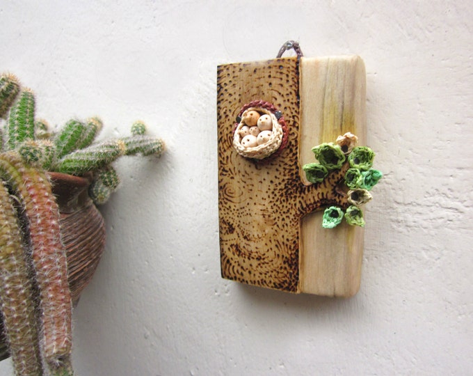 Miniature Tree With Nesting Birds, Wood Carving, Wall Decoration, Wall ...