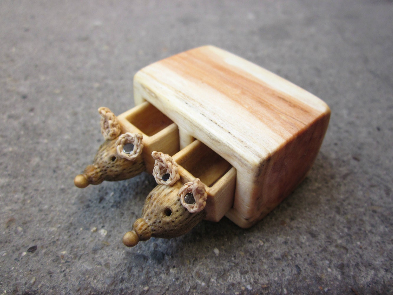 Miniature Drawers With Animals Wood Carving Mouse Unique | Etsy