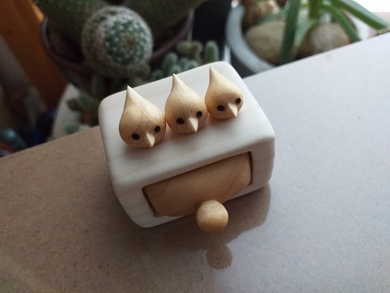 Miniature Drawer With Little Birds, Earrings Box, Jewelry Storage, Wood ...