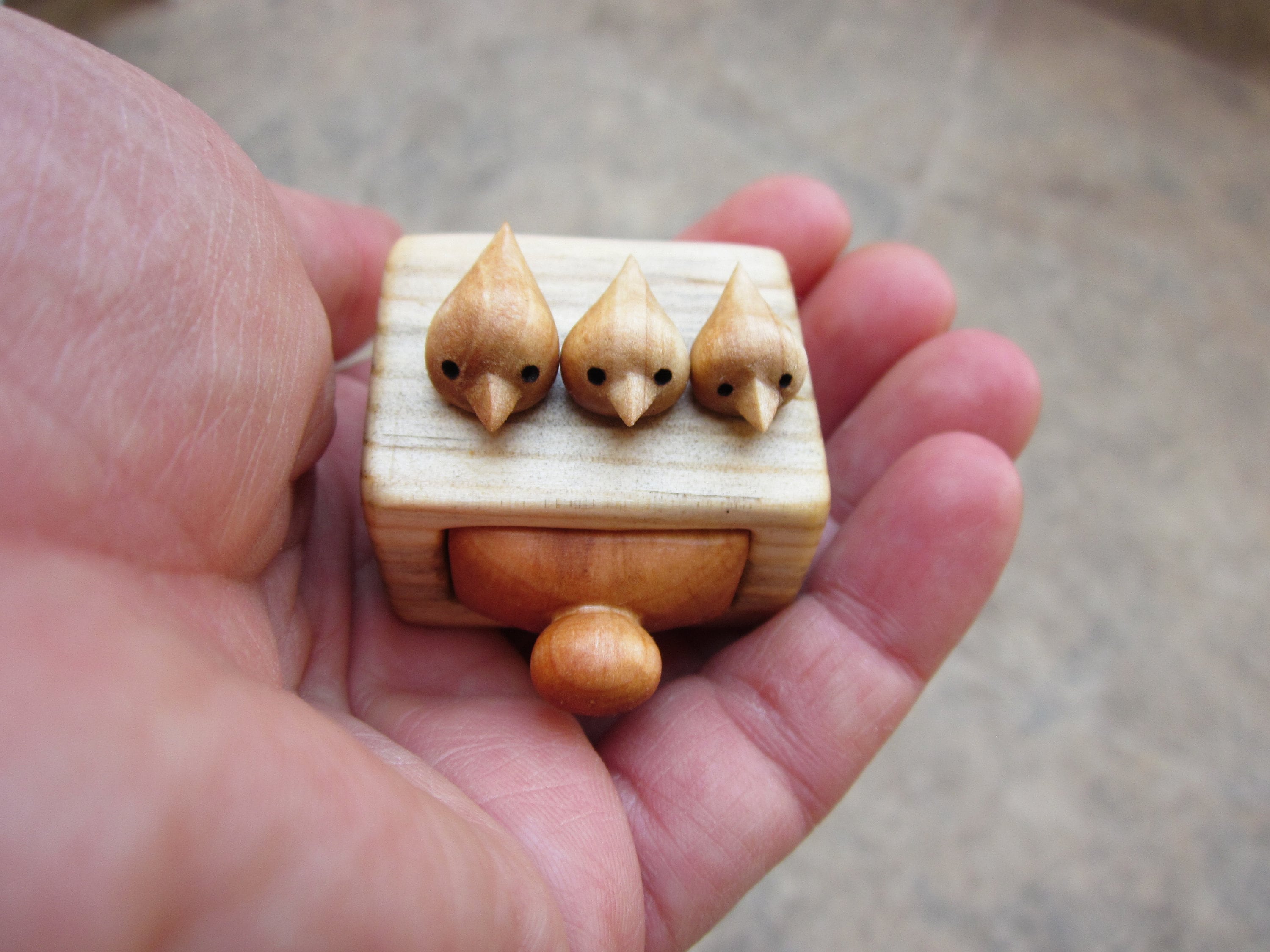 Miniature Drawer With Little Birds, Earrings Box, Jewelry Storage, Wood ...