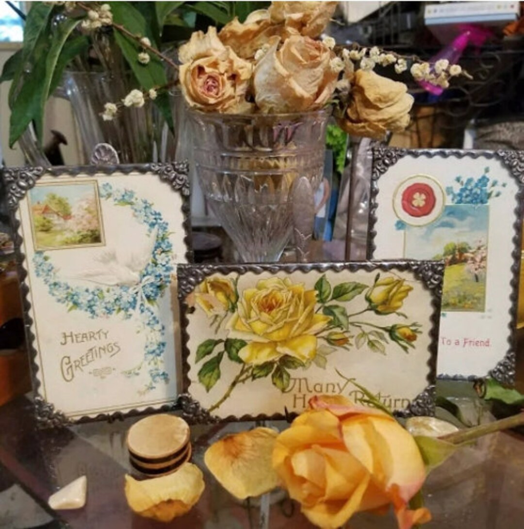 Vintage Postcard Glass Frame - Interchangeable. 3 1/2 X 5 1/2. With ...