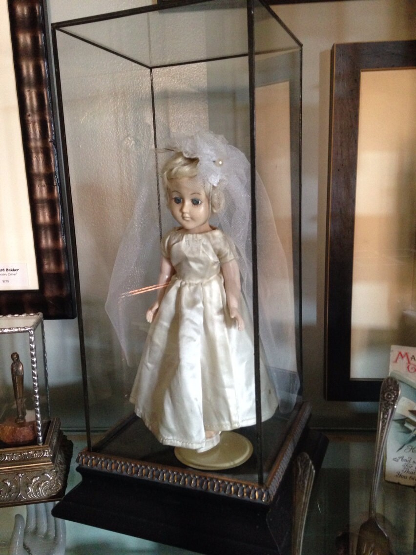Glass Display Doll Case W Frame Molding Antique Black Base Etsy