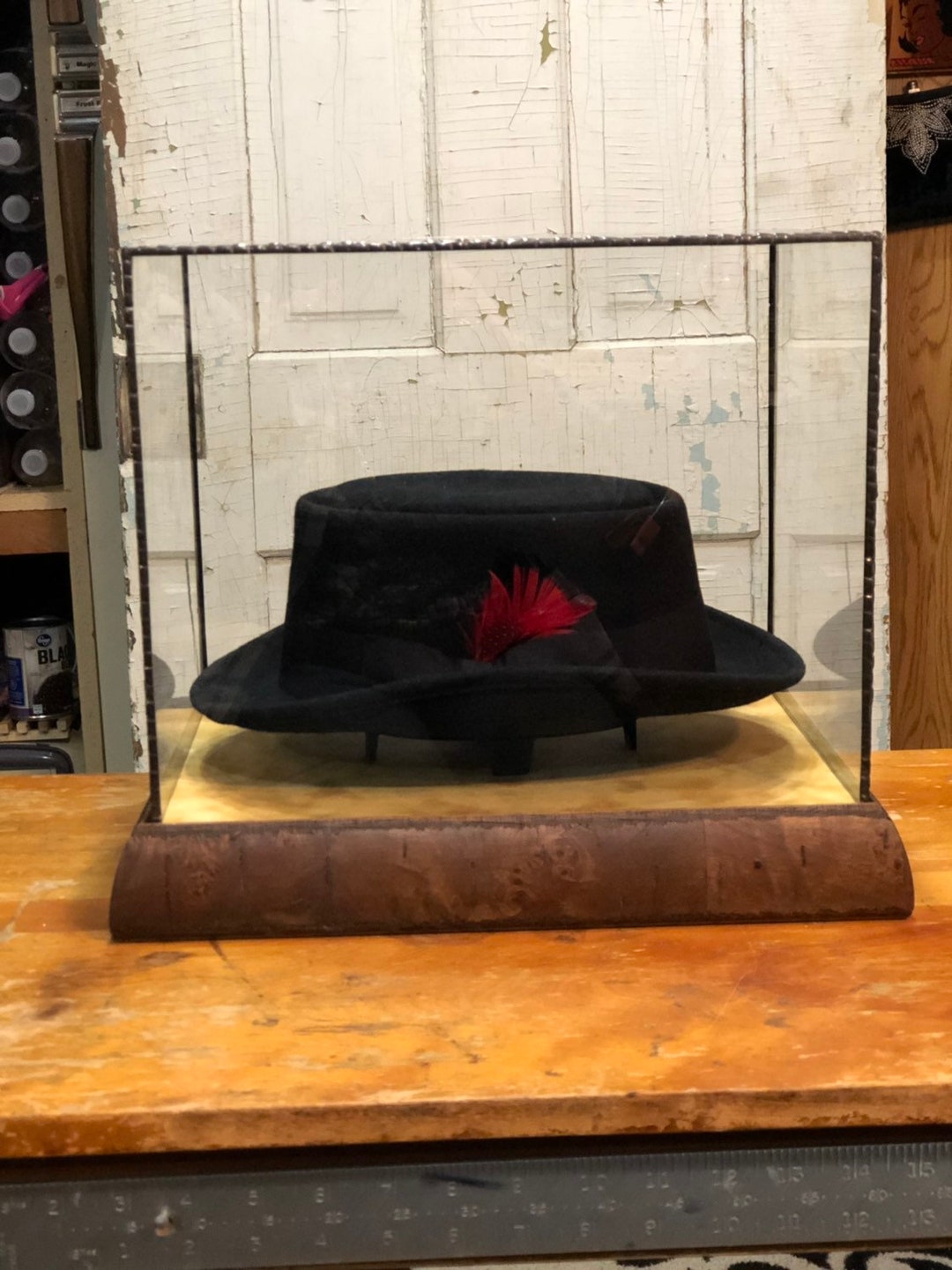 MADE TO ORDER! 13x10x9 Glass Display Base of Solid Wood W/burled Wood ...