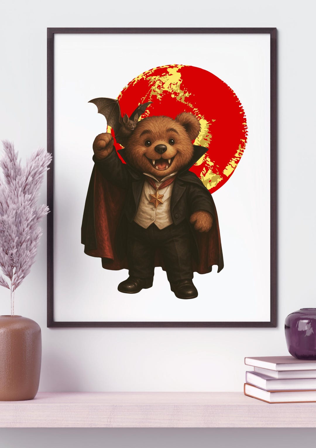 Teddy Bear Dracula PNG: Vampire Halloween T-shirt Design (digital ...