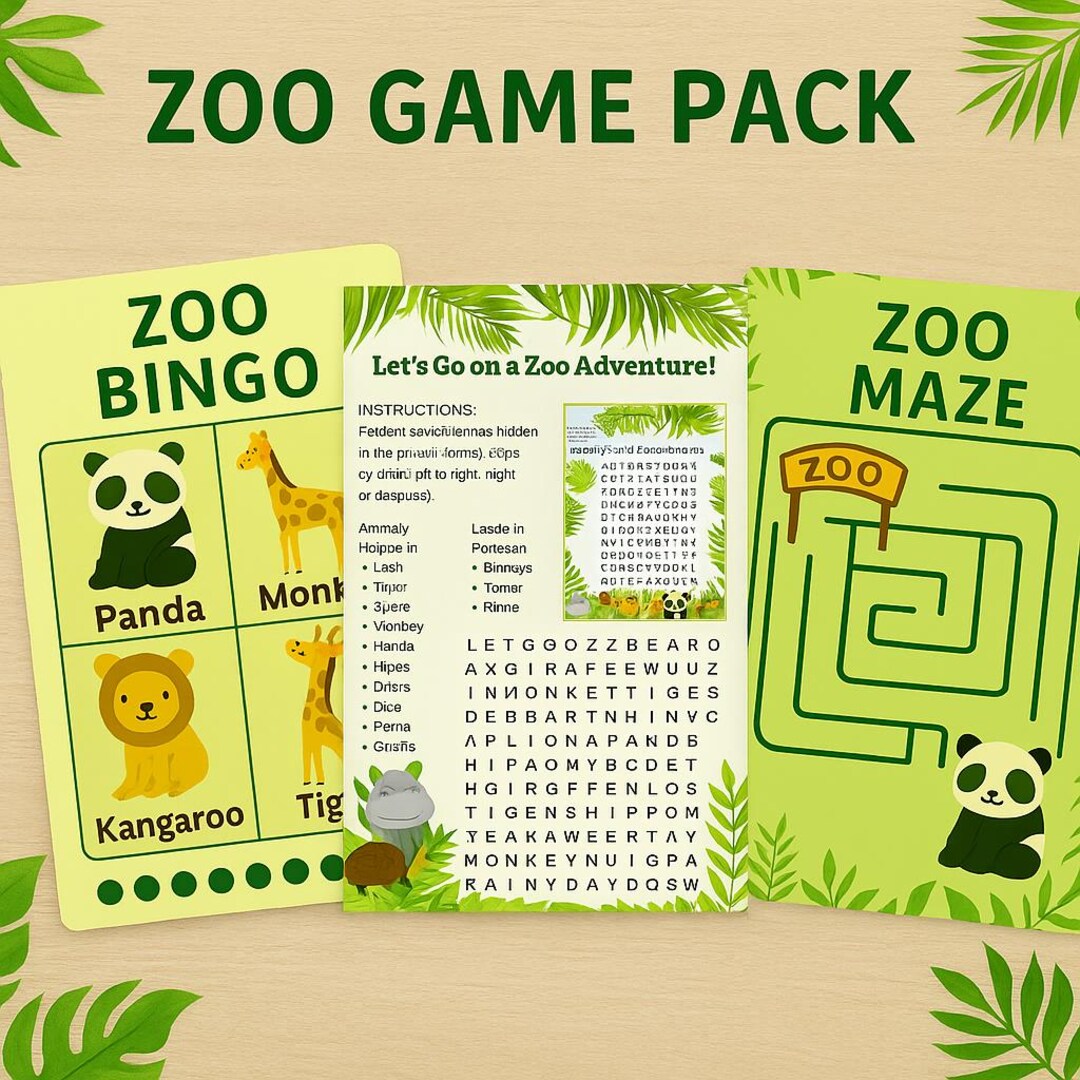 Zoo Activity Pack | Bingo, Word Search & Maze | Kids Printable ...