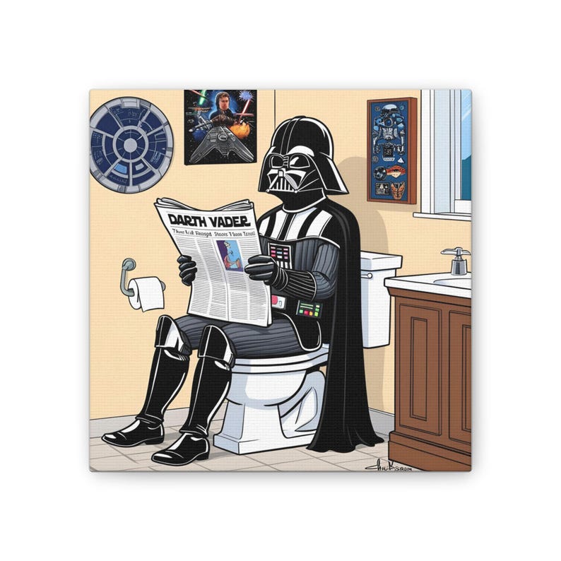 Darth Vader Bathroom Art Canvas, Star Wars Decor for Fans, Funny Home ...