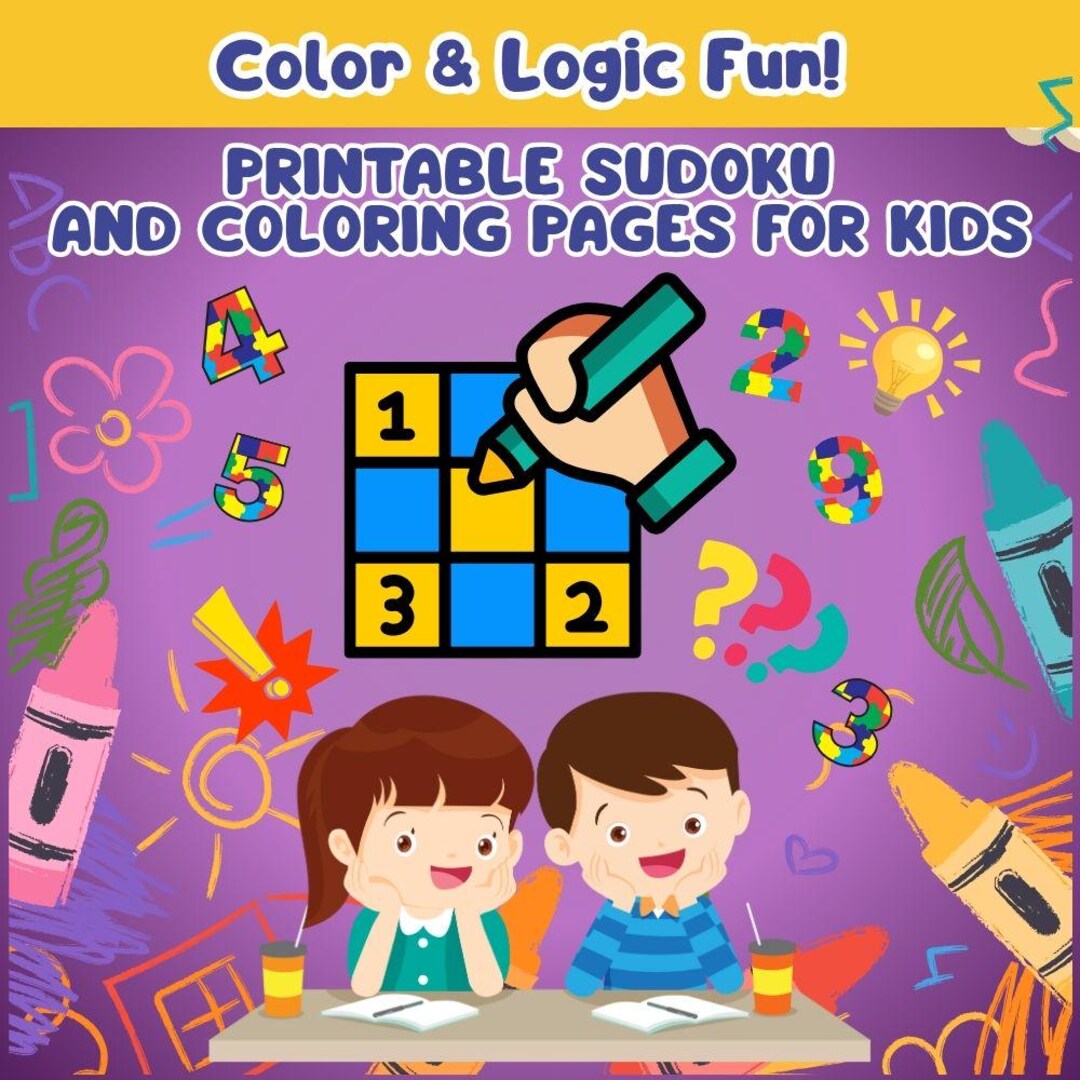 Color & Logic Fun - Printable Sudoku and Coloring Pages for Kids - Etsy