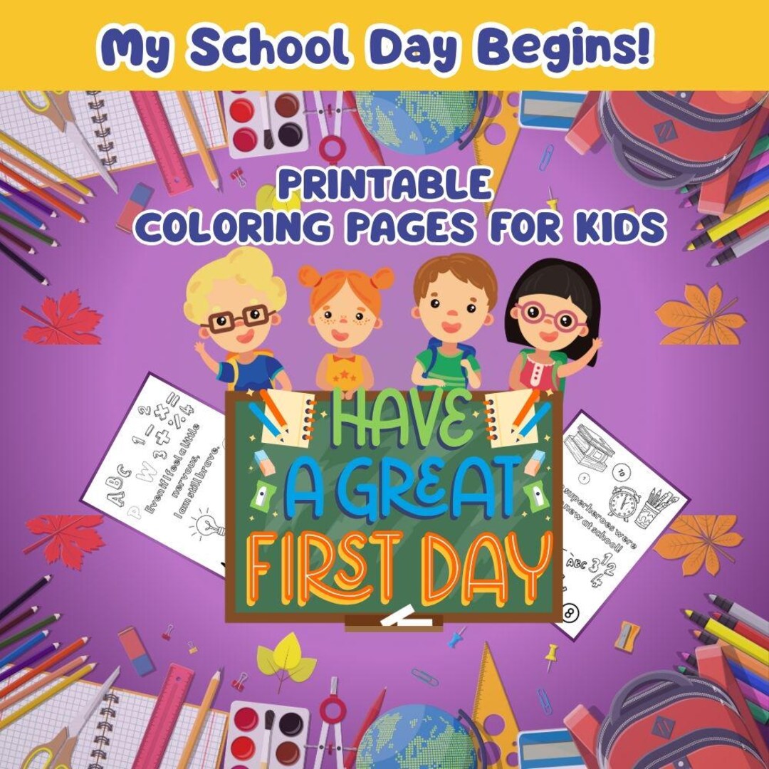Color Me Ready - My School Day Begins - Printable Coloring Pages - Etsy