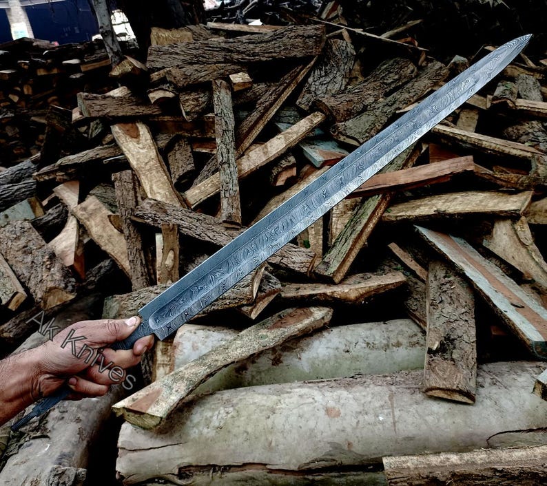 Handmade Damascus Viking Sword Full Tang Blade Blank 34.50 - Etsy