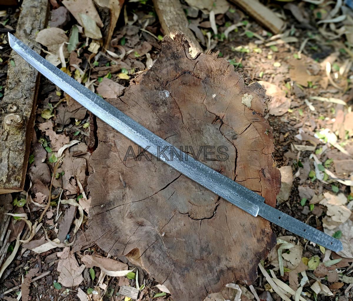 Handmade Damascus Steel Katana Sword Blade Blank: 28-inch Full Tang - Etsy