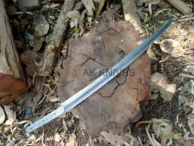 Handmade Damascus Steel Katana Sword Blade Blank: 28-inch Full Tang - Etsy