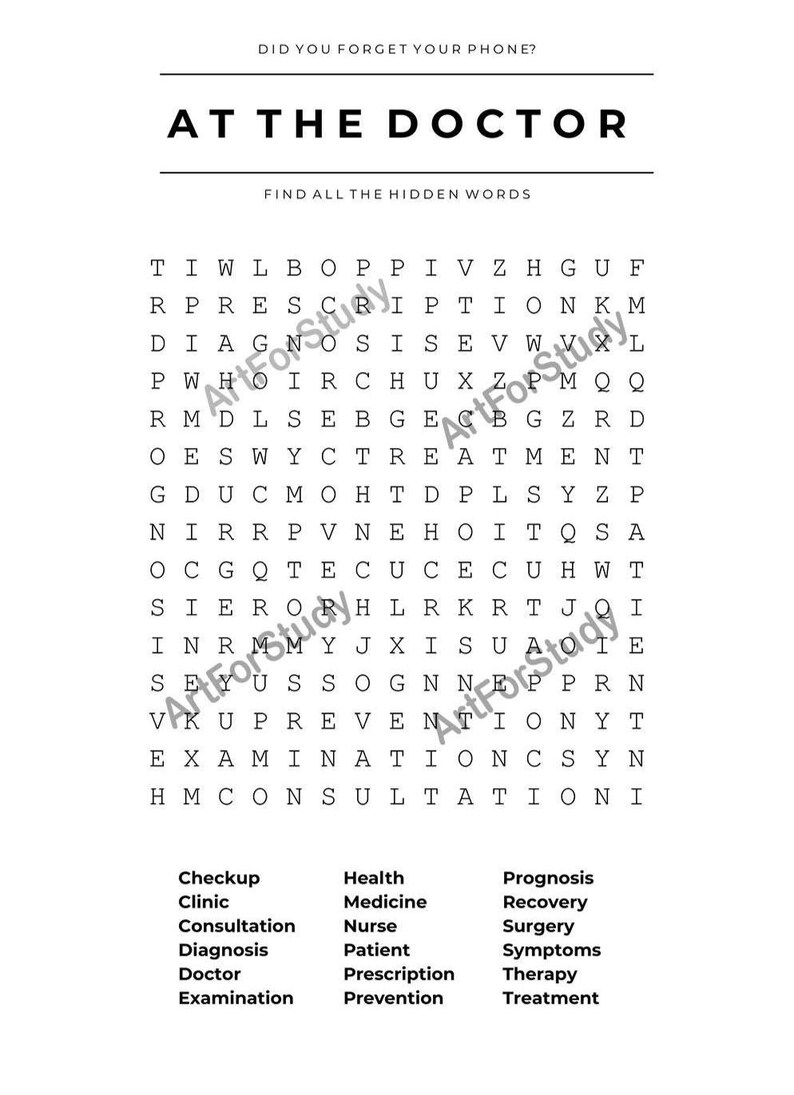 Poster Word Search Puzzle – Healthcare Theme – Waiting Room Activity - Etsy