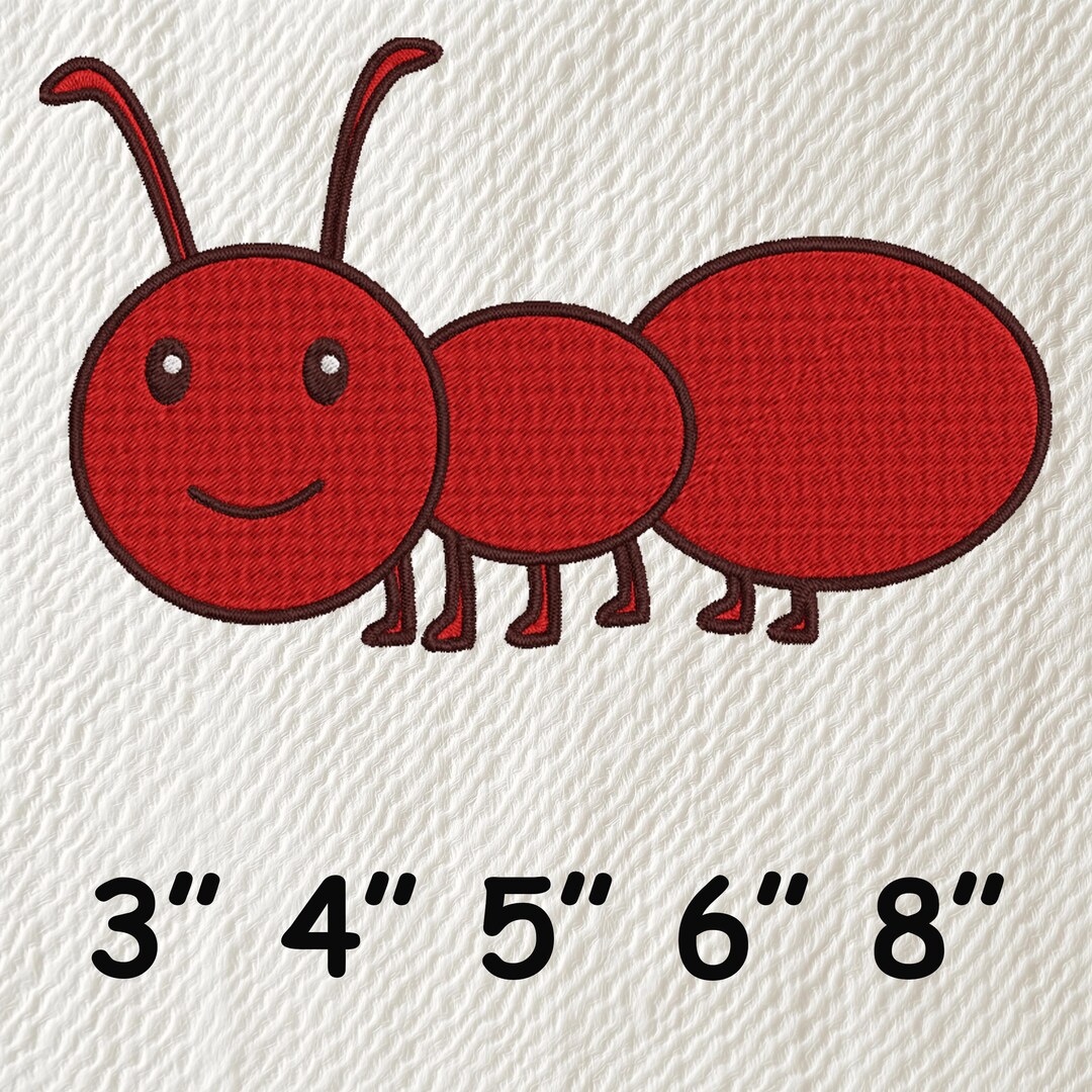 Cute Ant Embroidery Design – Smiling Red Ant – 3" 4" 5" 6" 8" Hoop ...