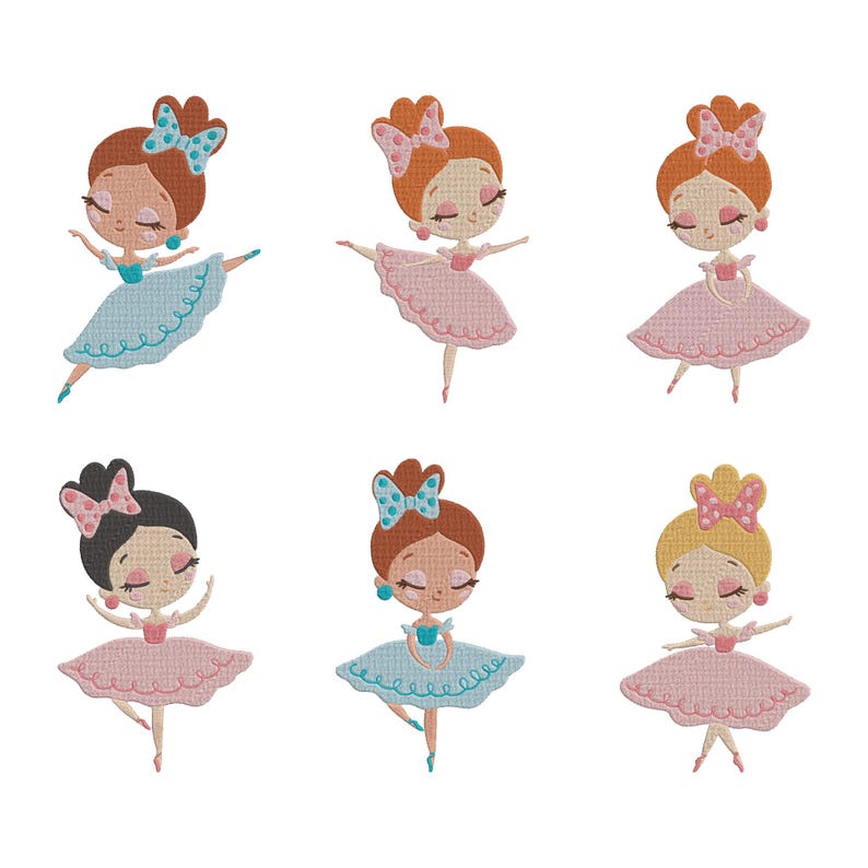 Ballerinas Poses Embroidery Design, Ballerinas Machine Embroidery File ...