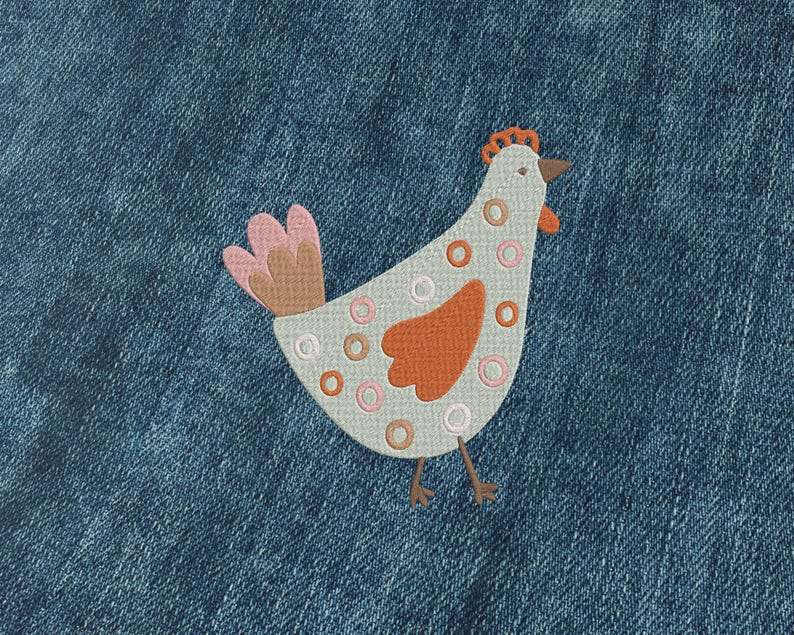 Floral Chicken Embroidery File ,cute Farm Hen Embroidery Designs , Six ...
