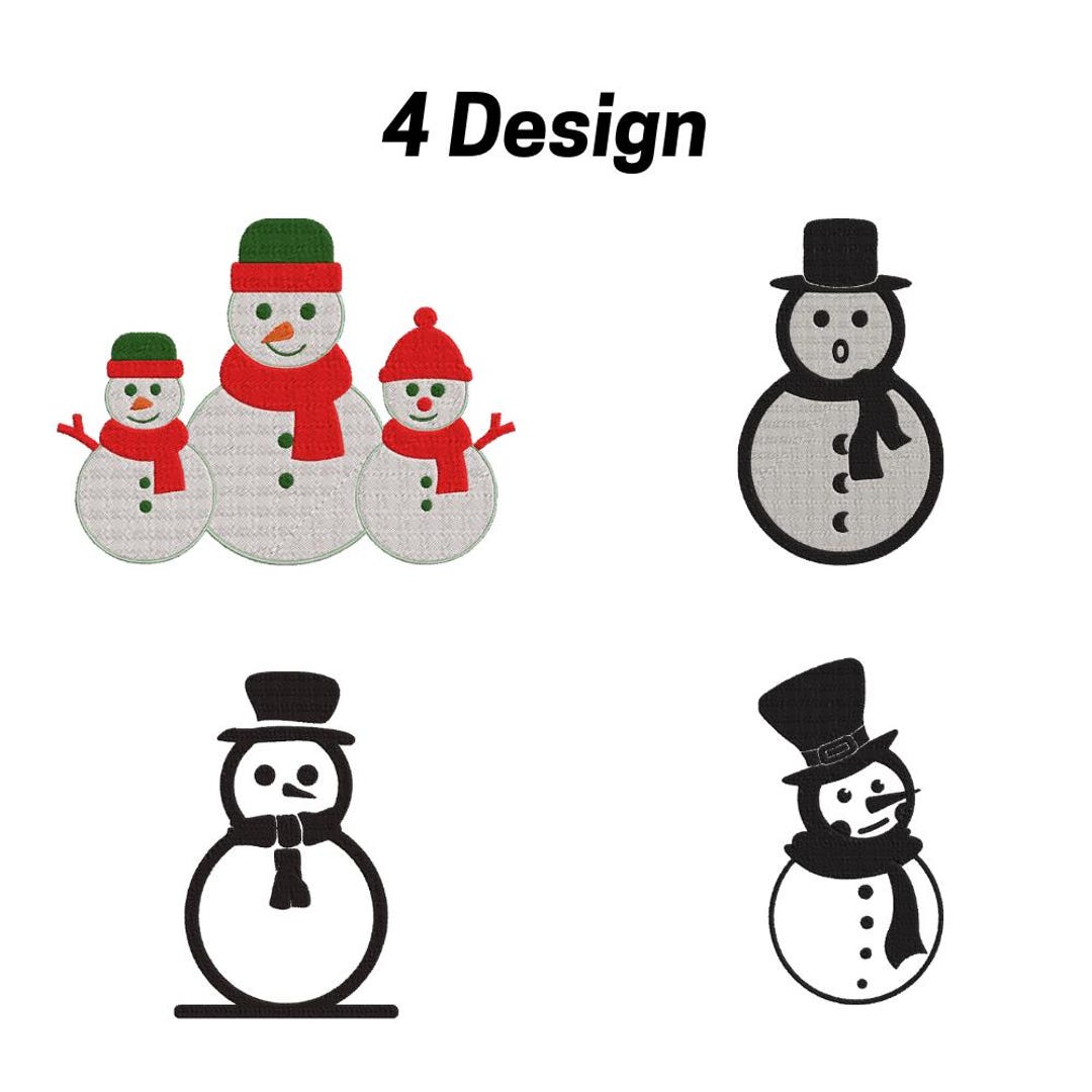 Snowman Machine Embroidery Design, Christmas Winter Embroidery, Snowmen ...