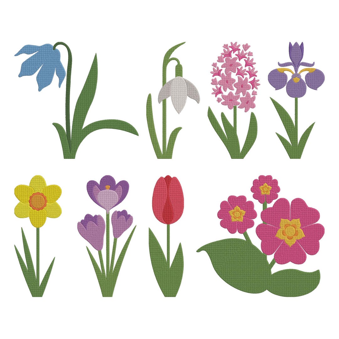 Spring Flower Embroidery Design, Garden Botanical Flower Machine ...