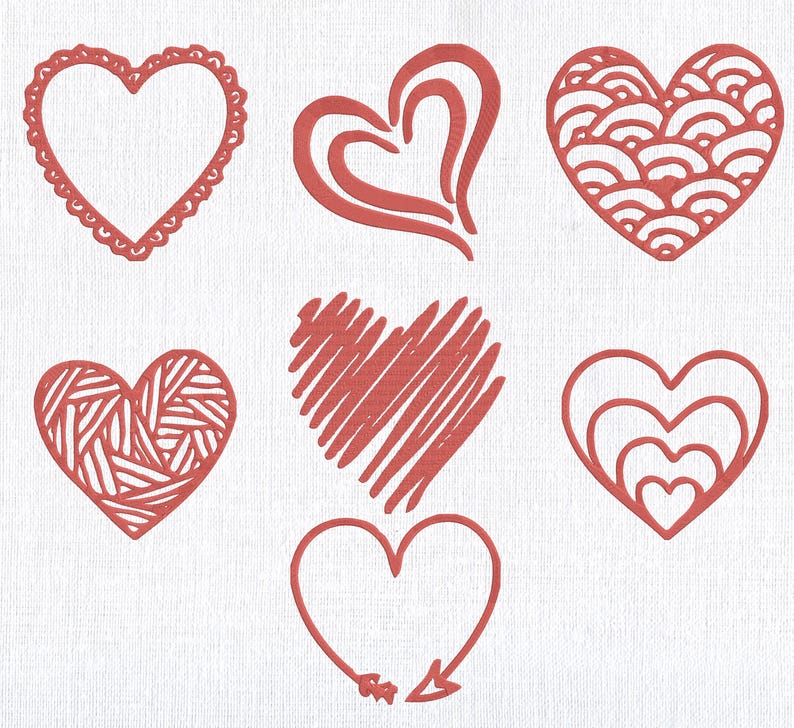 Hand Drawn Heart Clipart Set | Valentine Love Doodle SVG | Romantic ...
