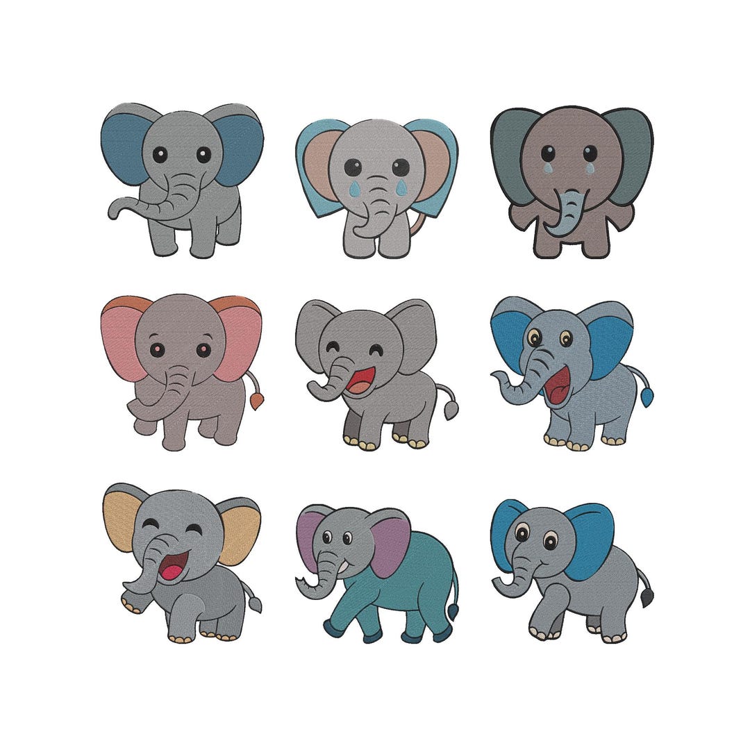 Baby Elephant Embroidery Design, Safari Animal Machine Embroidery File ...