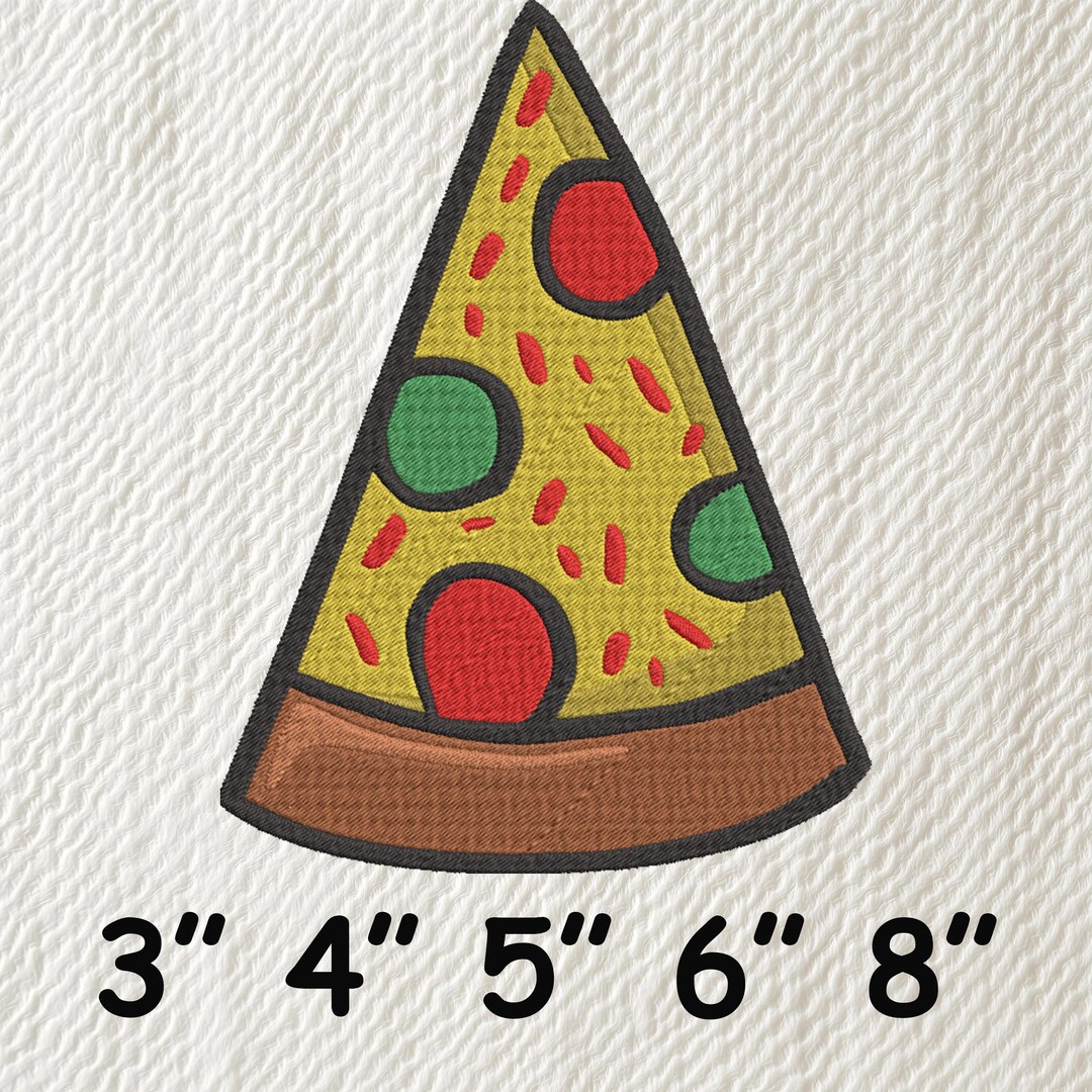 Pizza Slice Embroidery Design – Fun Food Applique – 3" 4" 5" 6" 8" Hoop ...