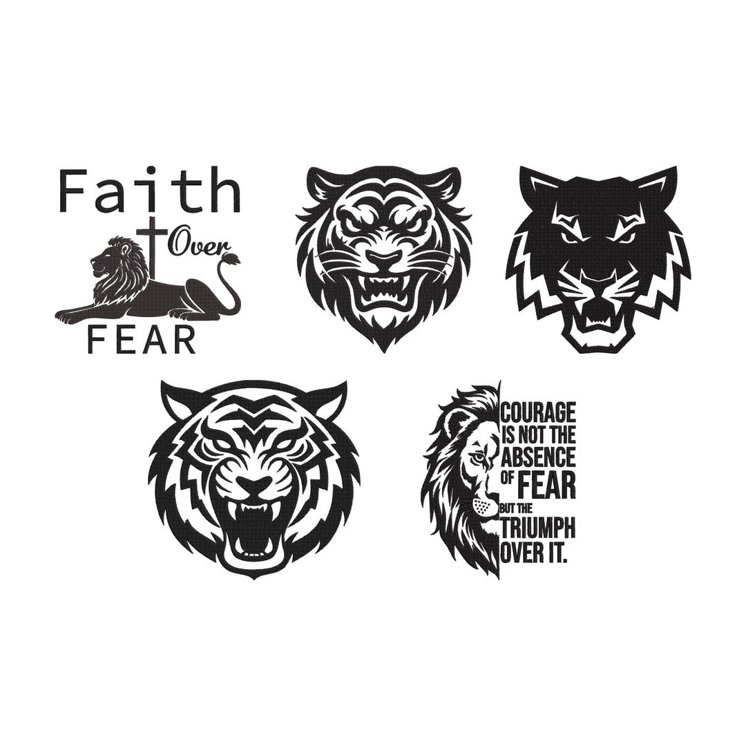 Tiger Head Machine Embroidery Design: Faith Tiger Embroidery File, Five ...