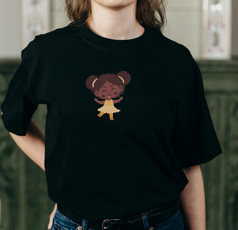 Girl Poses Embroidery Design, Cartoon Kids Character Machine Embroidery ...