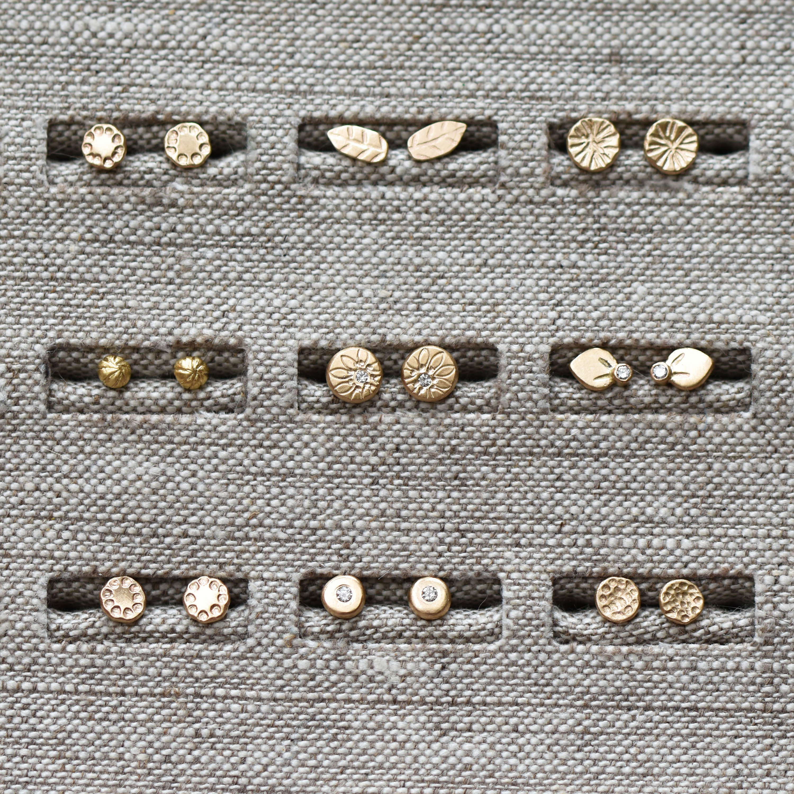 14k Gold Diamond Pebble Post Earrings, Tiny Diamond Studs - Etsy