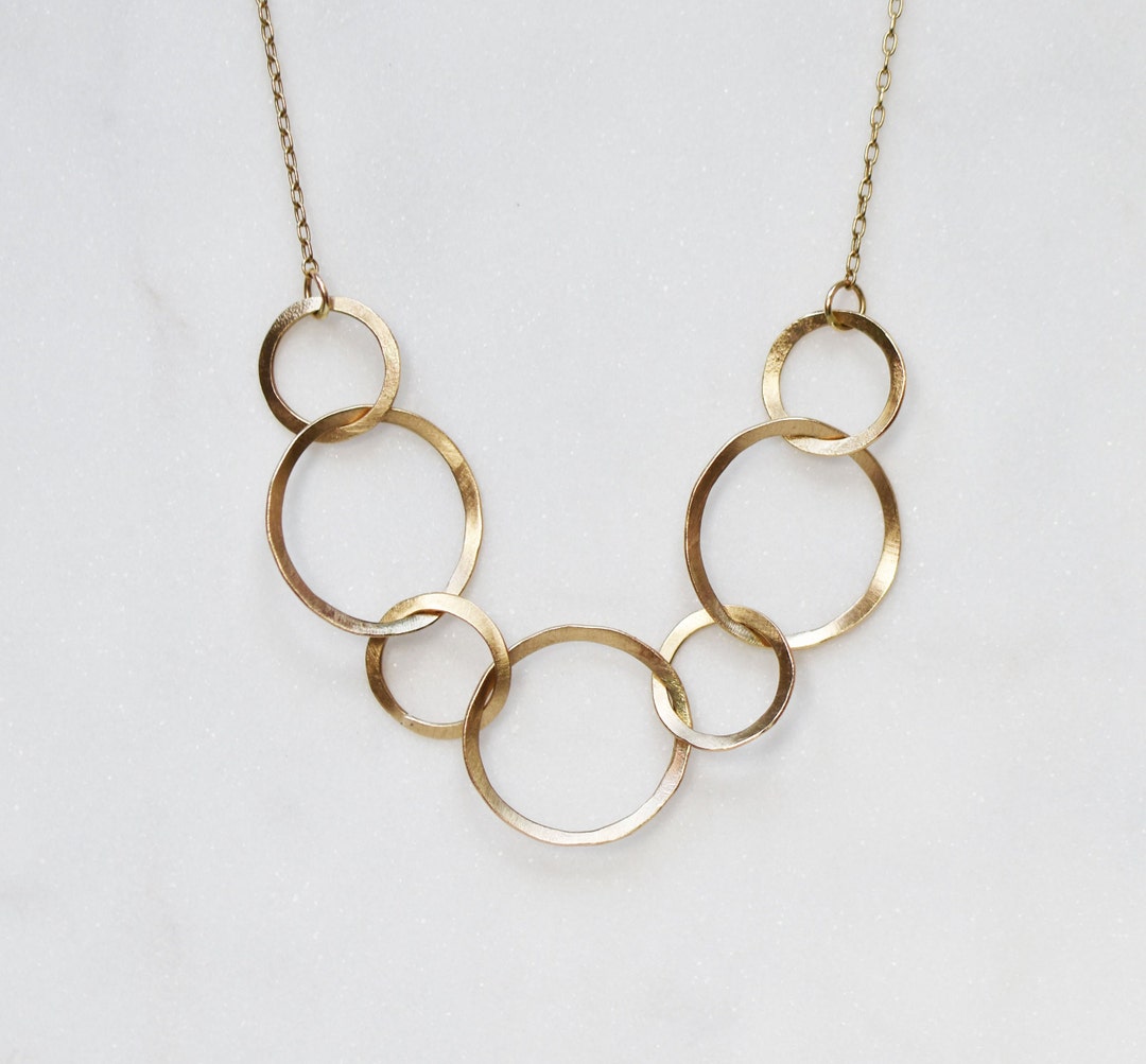 Gold Ribbons Necklace, Solid 14k Gold Interlocking Link Necklace, Gold ...