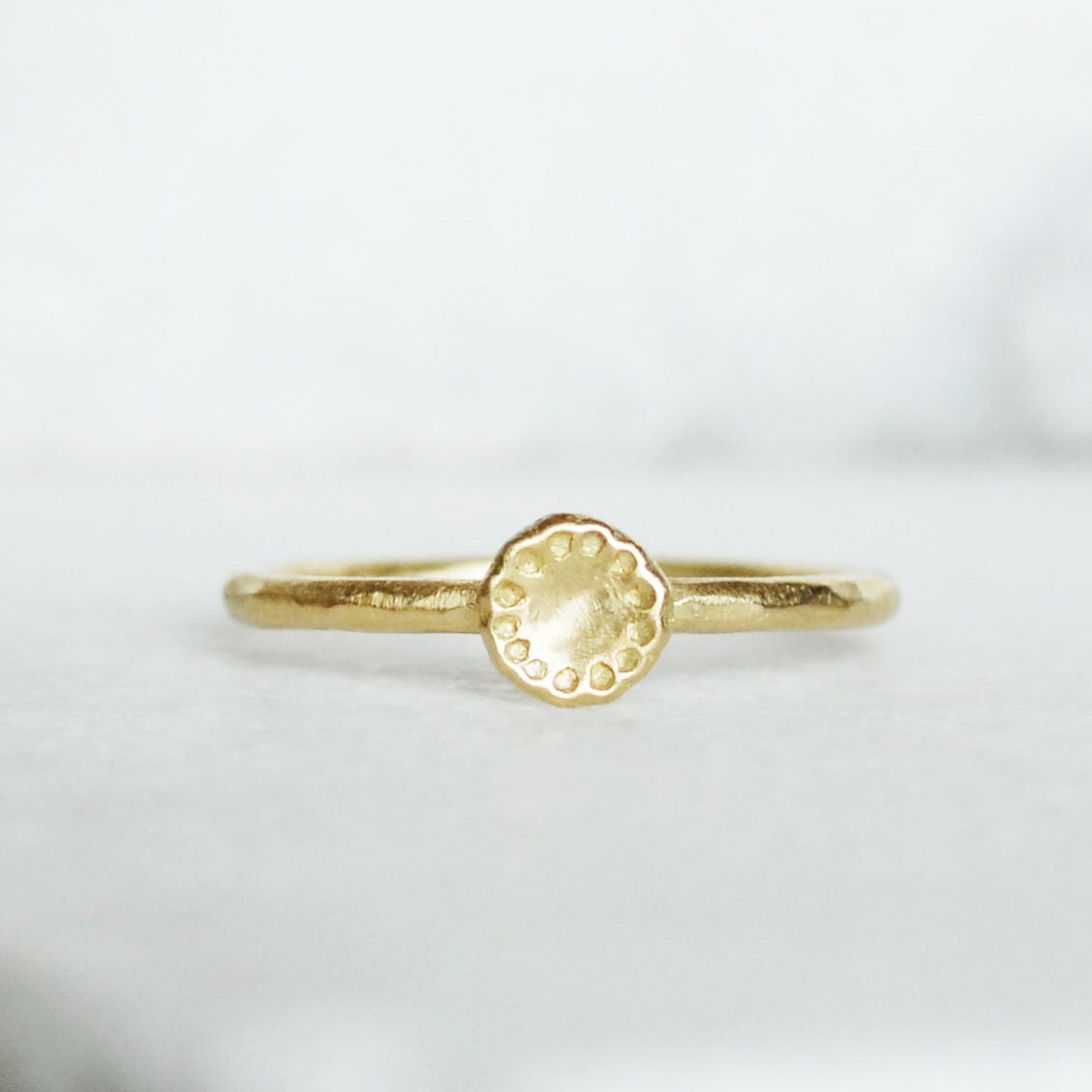 14k Gold Flower Ring Stack, Handmade Botanical Floral Rings, Set of 3 ...