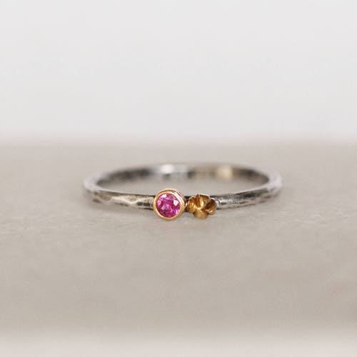 Tiny Diamond Petal Stacking Ring SOLID 18k Gold and Silver - Etsy