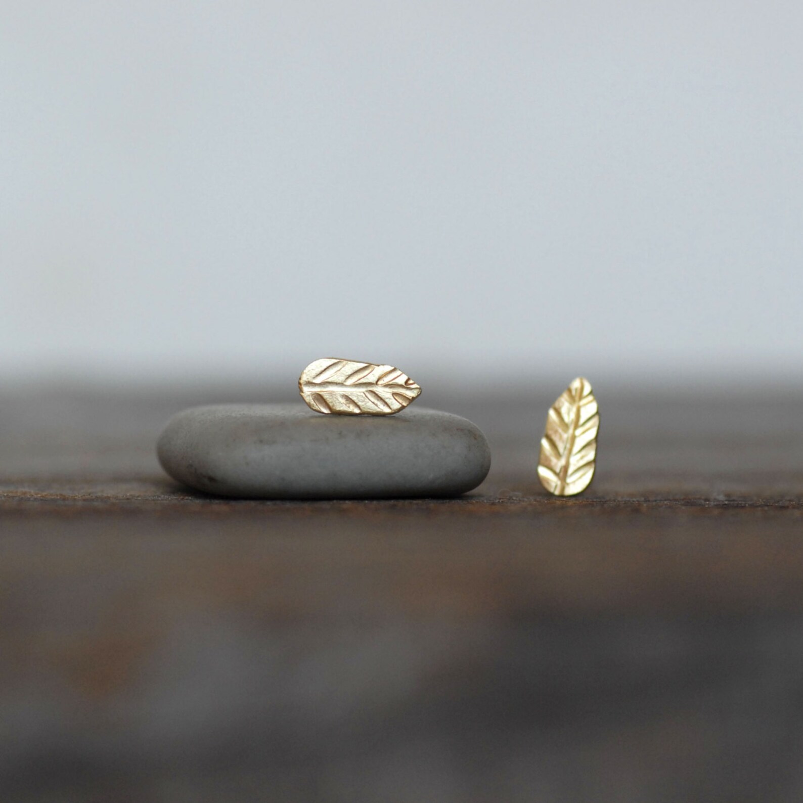 Tiny Gold Leaf Post Earrings Simple Gold Leaf Earrings | Etsy
