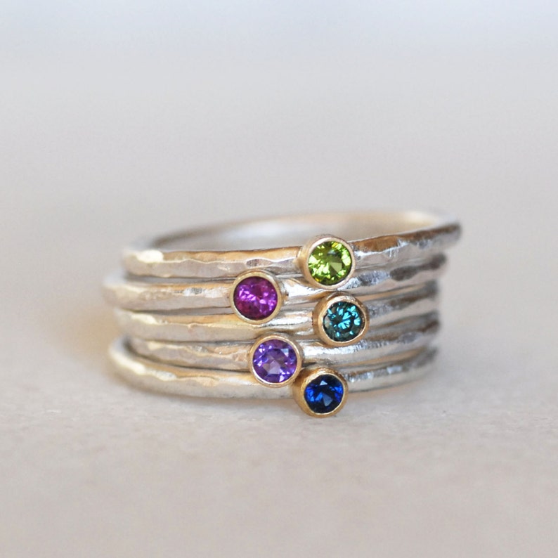Tiny Gemstone or Diamond Stacking Ring Gemstone 18k Yellow | Etsy