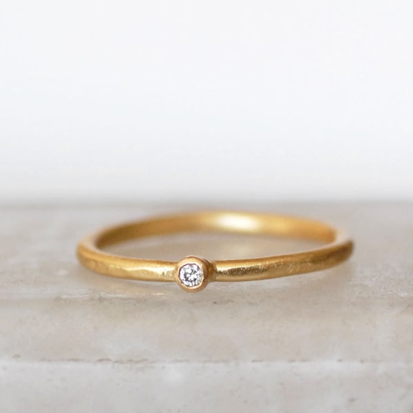 Tiny Diamond Ring - Etsy