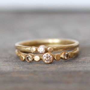 Tiny Diamond and Gold Wedding Ring, Skinny Diamond Ring, Classic ...