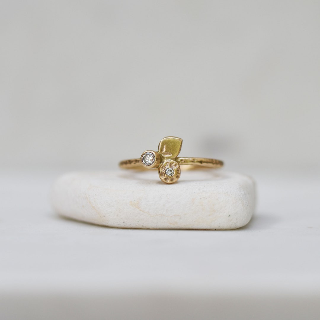 Apple Blossom Ring Diamond Cluster Ring Choose 14k Gold or - Etsy