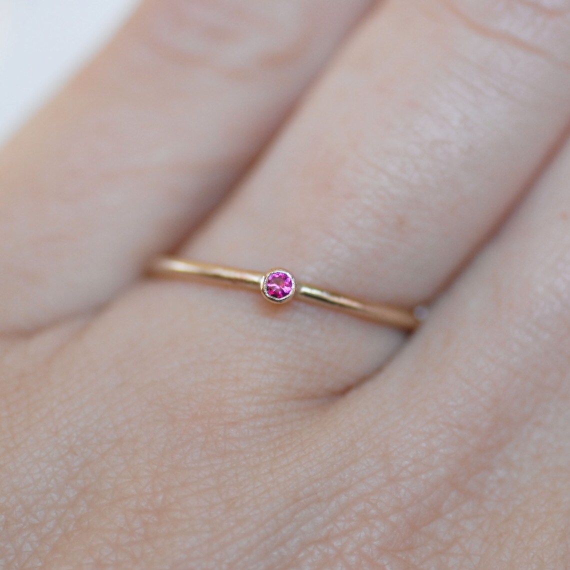 Skinny Ruby Ring Thin Gold Ruby Stacking Ring 14k Gold - Etsy